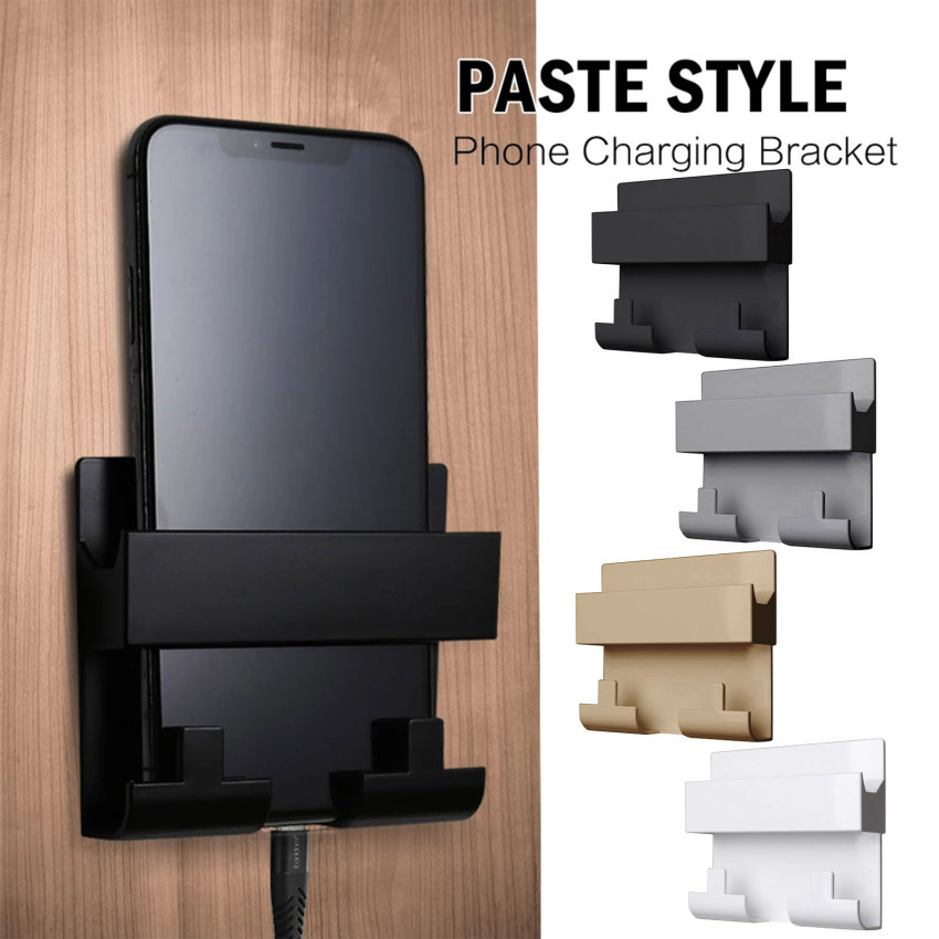 Punch-Free Wall-Mounted Mobile Phone Charging Stand, With Hook Wall Key ...