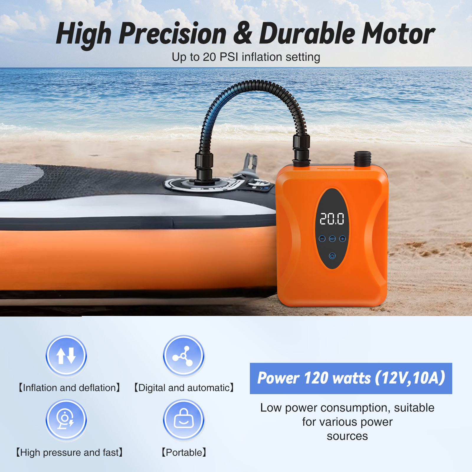 APPFULL 20PSI Electric Paddle Board Pump | Portable SUP Air Pump For